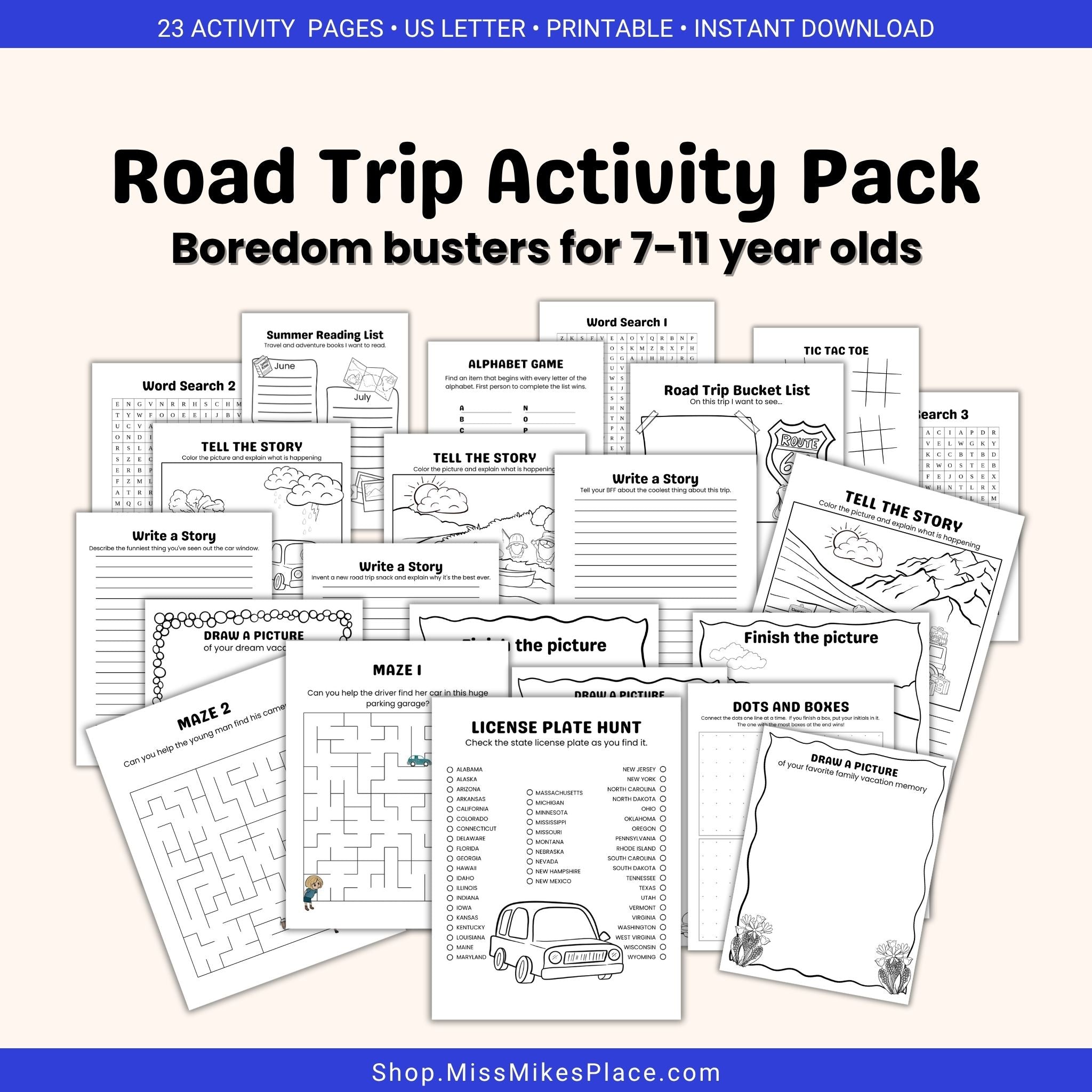 Printable Road Trip Activity Pack for Kids ages 7-11 – Miss Mike's Place