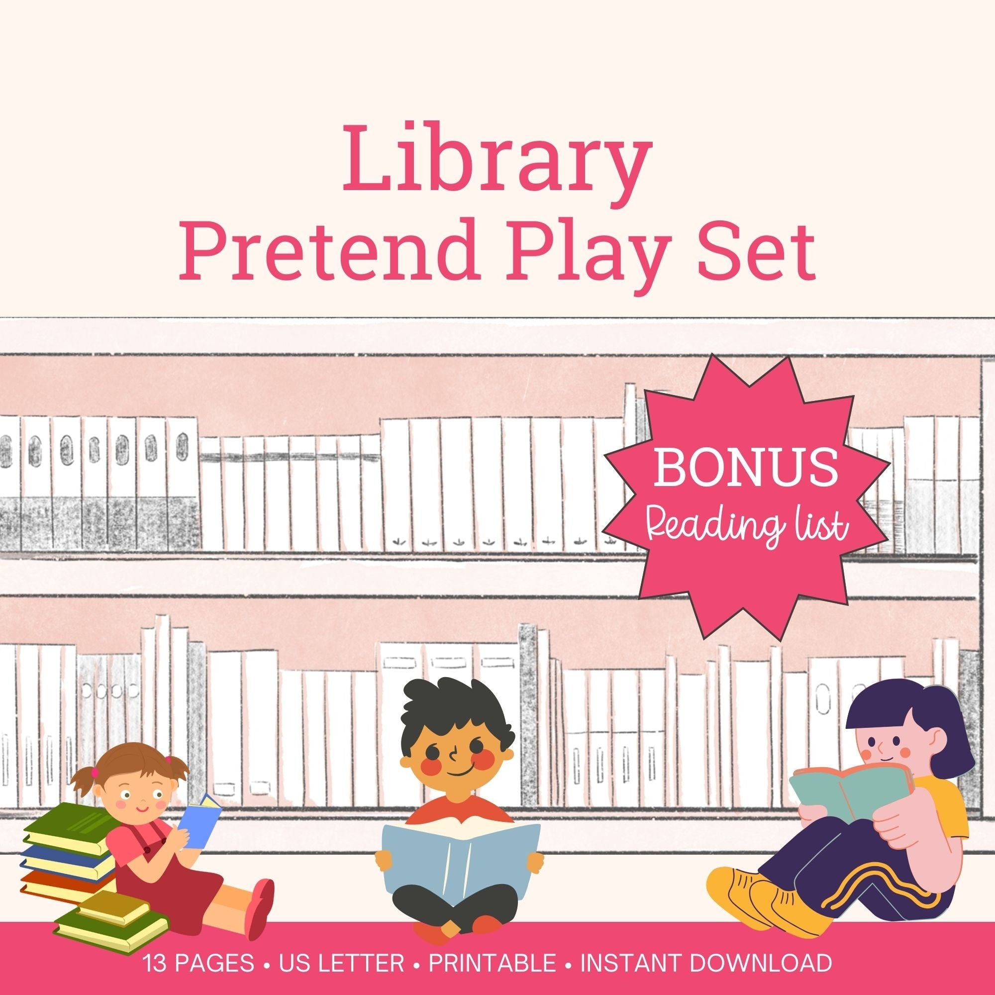 Printable Library Dramatic play kit for kids – Miss Mike's Place